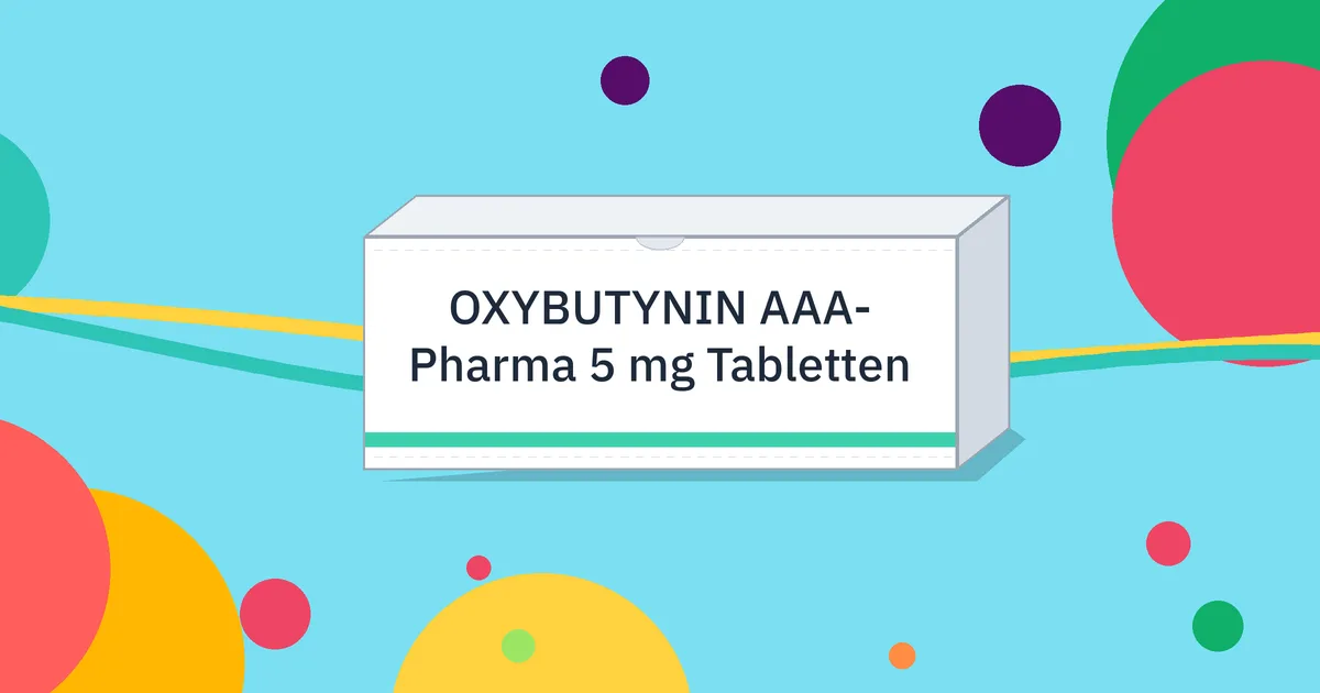 Symbolbild: Packung mit der Aufschrift OXYBUTYNIN AAA-Pharma 5 mg Tabletten (PZN 19873127) – Verfügbarkeit und Bezug in Apotheken in Frankfurt am Main