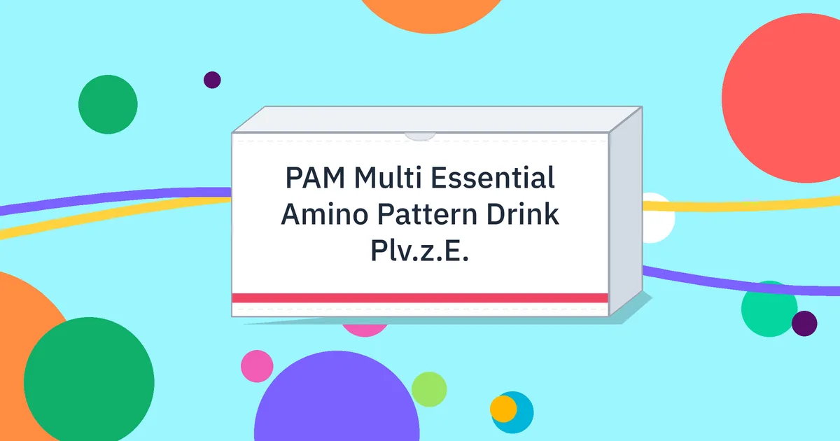 Symbolbild: Packung mit der Aufschrift PAM Multi Essential Amino Pattern Drink Plv.z.E. (PZN 20280272) – Verfügbarkeit und Bezug in Apotheken in Frankfurt am Main