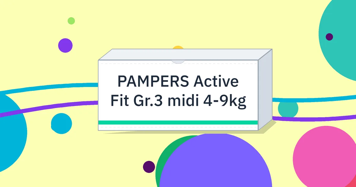 Symbolbild: Packung mit der Aufschrift PAMPERS Active Fit Gr.3 midi 4-9kg (PZN 09519198) – Verfügbarkeit und Bezug in Apotheken in Frankfurt am Main