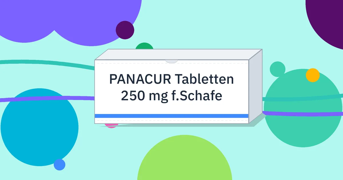 Symbolbild: Packung mit der Aufschrift PANACUR Tabletten 250 mg f.Schafe (PZN 11125561) – Verfügbarkeit und Bezug in Apotheken in Frankfurt am Main