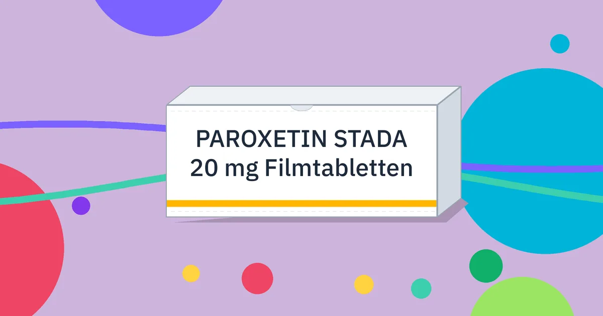 Symbolbild: Packung mit der Aufschrift PAROXETIN STADA 20 mg Filmtabletten (PZN 02507476) – Verfügbarkeit und Bezug in Apotheken in Frankfurt am Main