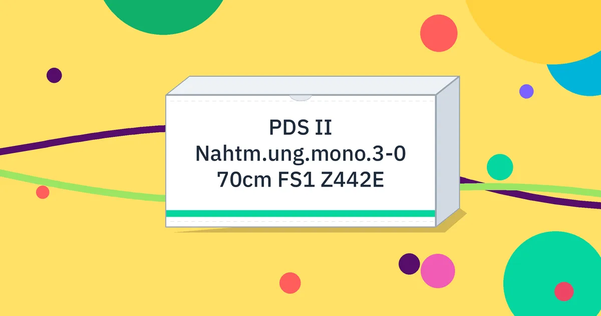 Symbolbild: Packung mit der Aufschrift PDS II Nahtm.ung.mono.3-0 70cm FS1 Z442E (PZN 16806395) – Verfügbarkeit und Bezug in Apotheken in Frankfurt am Main