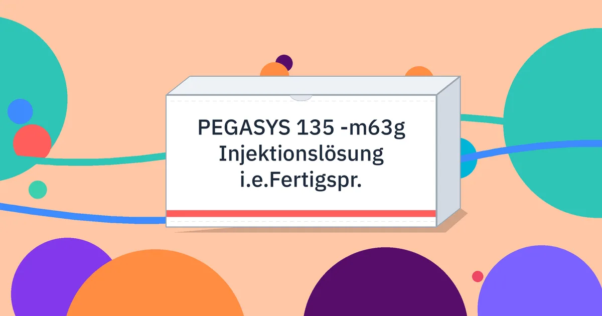 Symbolbild: Packung mit der Aufschrift PEGASYS 135 -m63g Injektionslösung i.e.Fertigspr. (PZN 03296550) – Verfügbarkeit und Bezug in Apotheken in Frankfurt am Main