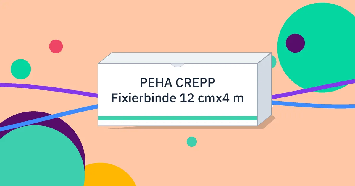 Symbolbild: Packung mit der Aufschrift PEHA CREPP Fixierbinde 12 cmx4 m (PZN 03664634) – Verfügbarkeit und Bezug in Apotheken in Frankfurt am Main