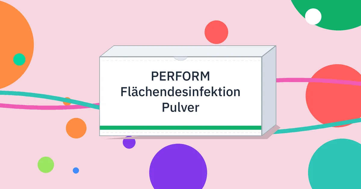 Symbolbild: Packung mit der Aufschrift PERFORM Flächendesinfektion Pulver (PZN 15638530) – Verfügbarkeit und Bezug in Apotheken in Frankfurt am Main