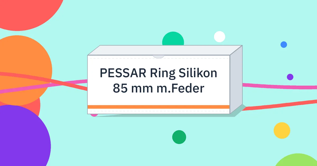 Symbolbild: Packung mit der Aufschrift PESSAR Ring Silikon 85 mm m.Feder (PZN 01734419) – Verfügbarkeit und Bezug in Apotheken in Frankfurt am Main