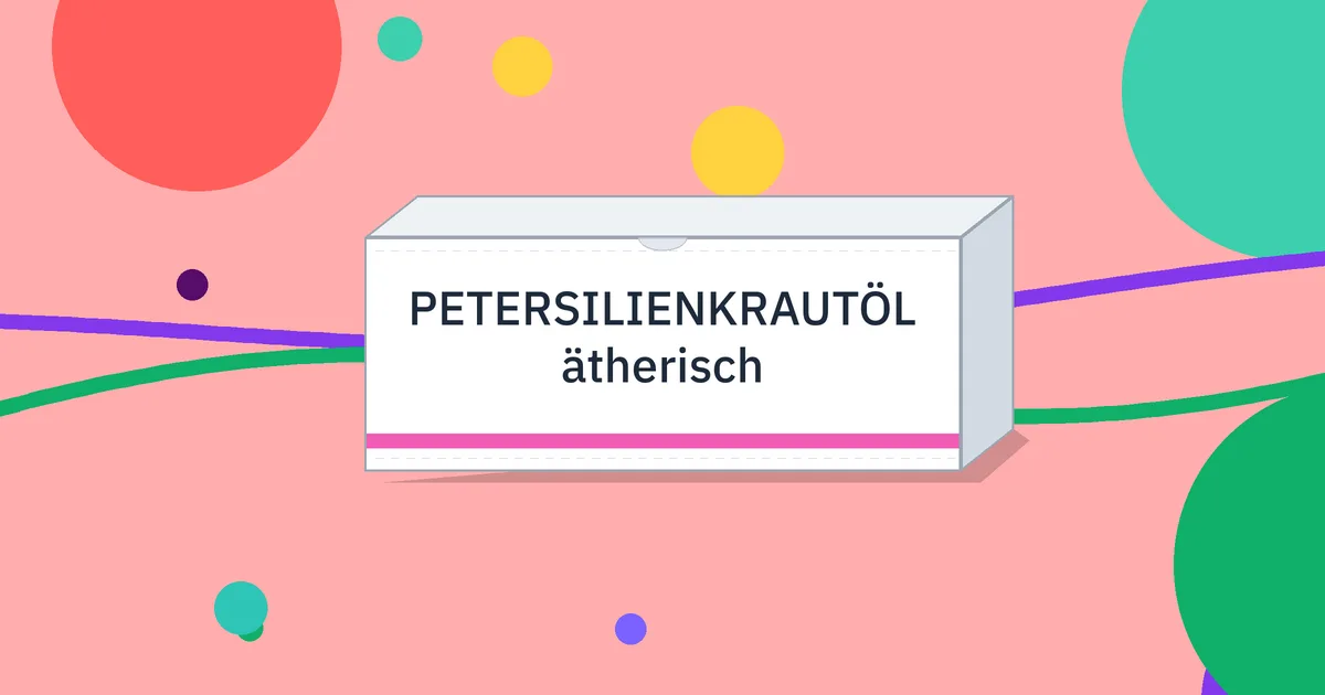 Symbolbild: Packung mit der Aufschrift PETERSILIENKRAUTÖL ätherisch (PZN 17157562) – Verfügbarkeit und Bezug in Apotheken in Frankfurt am Main