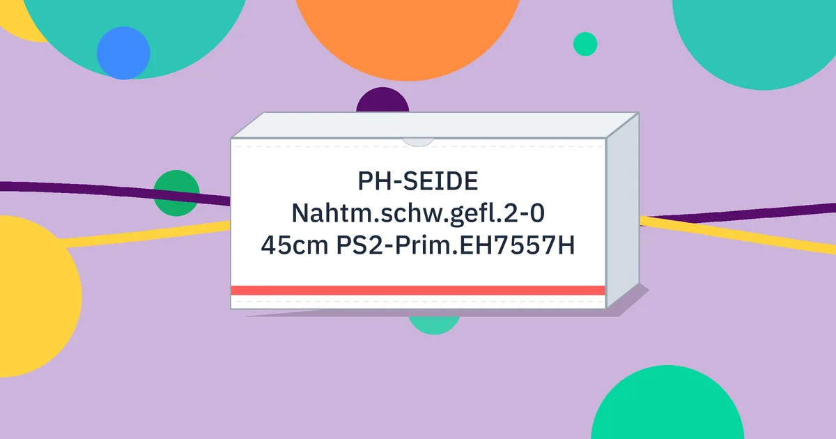 Symbolbild: Packung mit der Aufschrift PH-SEIDE Nahtm.schw.gefl.2-0 45cm PS2-Prim.EH7557H (PZN 16039122) – Verfügbarkeit und Bezug in Apotheken in Frankfurt am Main