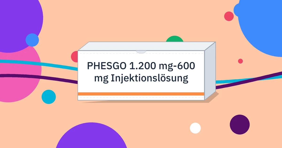 Symbolbild: Packung mit der Aufschrift PHESGO 1.200 mg-600 mg Injektionslösung (PZN 19844798) – Verfügbarkeit und Bezug in Apotheken in Frankfurt am Main