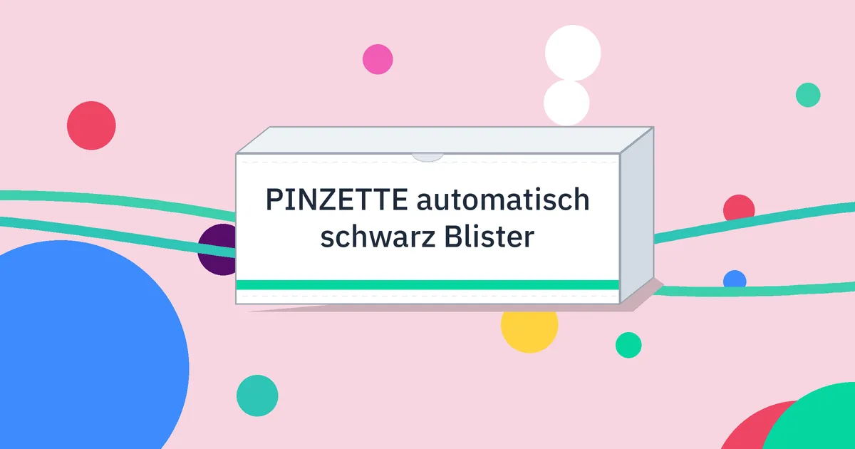 Symbolbild: Packung mit der Aufschrift PINZETTE automatisch schwarz Blister (PZN 01596265) – Verfügbarkeit und Bezug in Apotheken in Frankfurt am Main