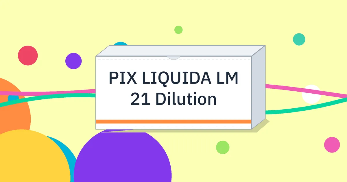 Symbolbild: Packung mit der Aufschrift PIX LIQUIDA LM 21 Dilution (PZN 13646353) – Verfügbarkeit und Bezug in Apotheken in Frankfurt am Main
