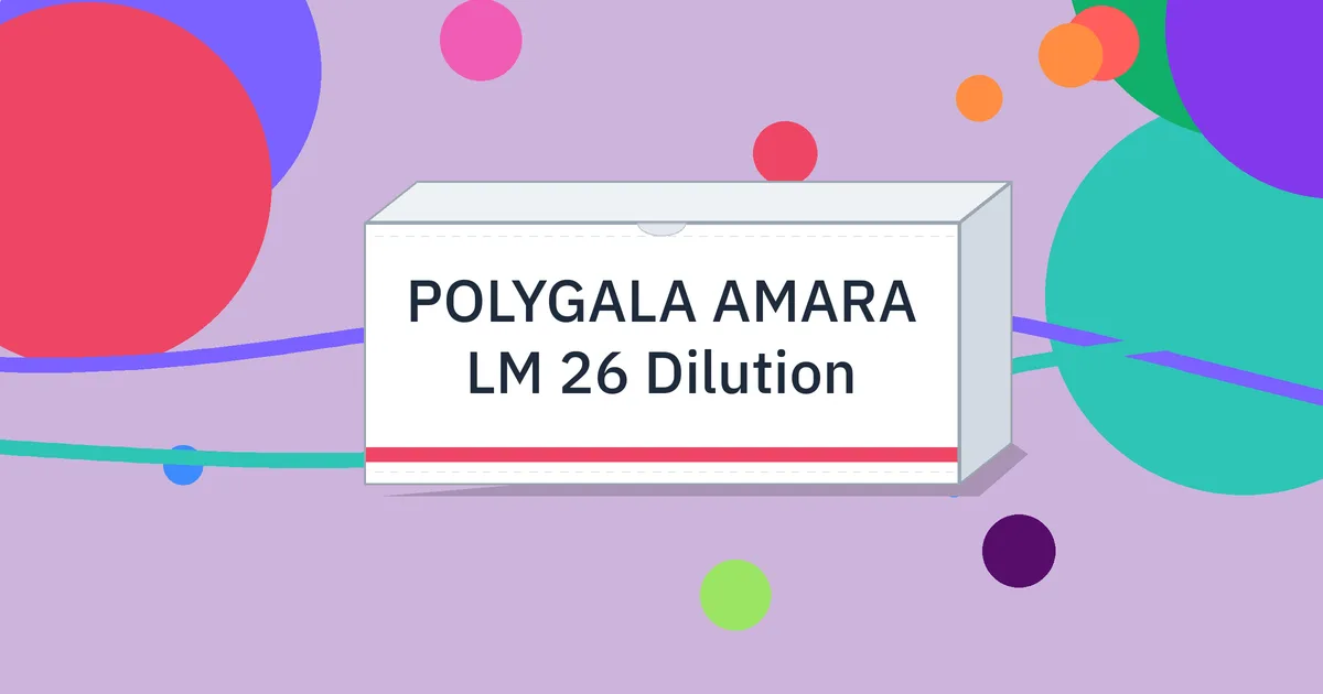 Symbolbild: Packung mit der Aufschrift POLYGALA AMARA LM 26 Dilution (PZN 13661648) – Verfügbarkeit und Bezug in Apotheken in Frankfurt am Main
