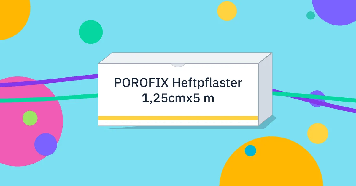 Symbolbild: Packung mit der Aufschrift POROFIX Heftpflaster 1,25cmx5 m (PZN 18038374) – Verfügbarkeit und Bezug in Apotheken in Frankfurt am Main