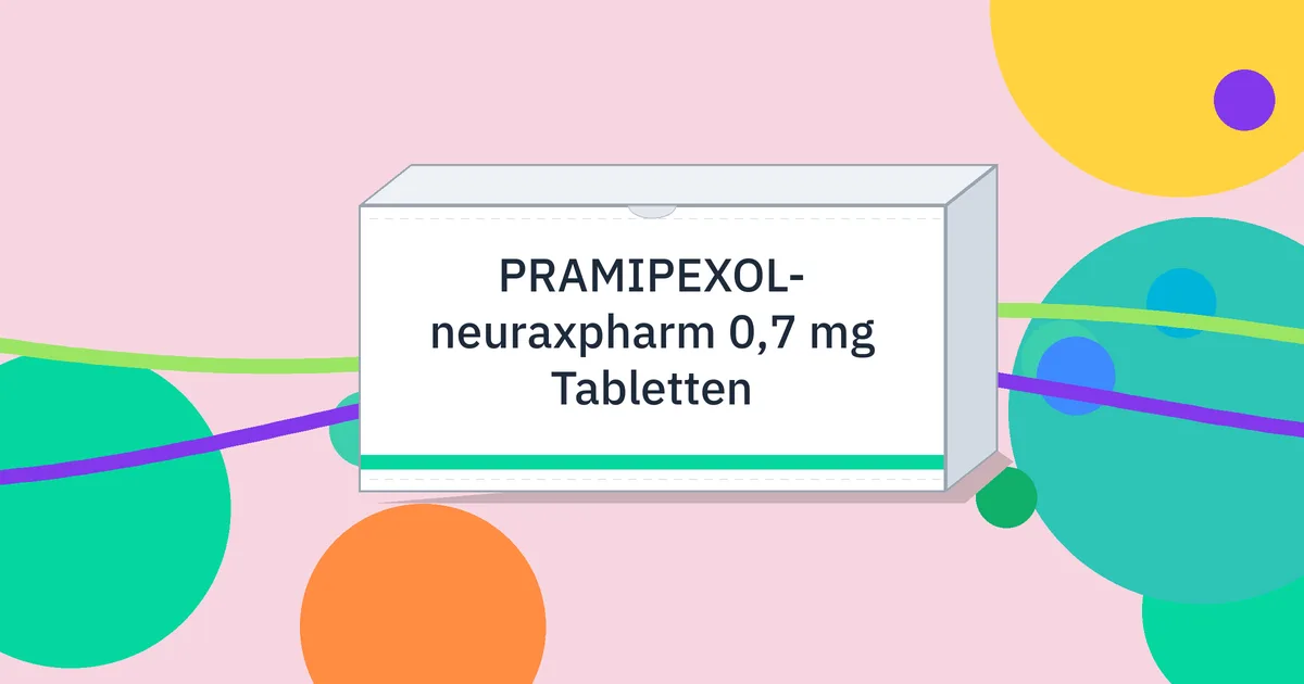 Symbolbild: Packung mit der Aufschrift PRAMIPEXOL-neuraxpharm 0,7 mg Tabletten (PZN 07409086) – Verfügbarkeit und Bezug in Apotheken in Frankfurt am Main