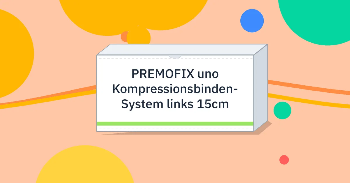 Symbolbild: Packung mit der Aufschrift PREMOFIX uno Kompressionsbinden-System links 15cm (PZN 09886293) – Verfügbarkeit und Bezug in Apotheken in Frankfurt am Main