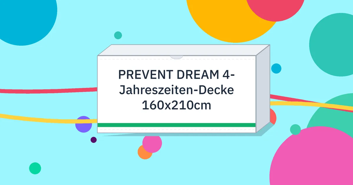 Symbolbild: Packung mit der Aufschrift PREVENT DREAM 4-Jahreszeiten-Decke 160x210cm (PZN 18760622) – Verfügbarkeit und Bezug in Apotheken in Frankfurt am Main