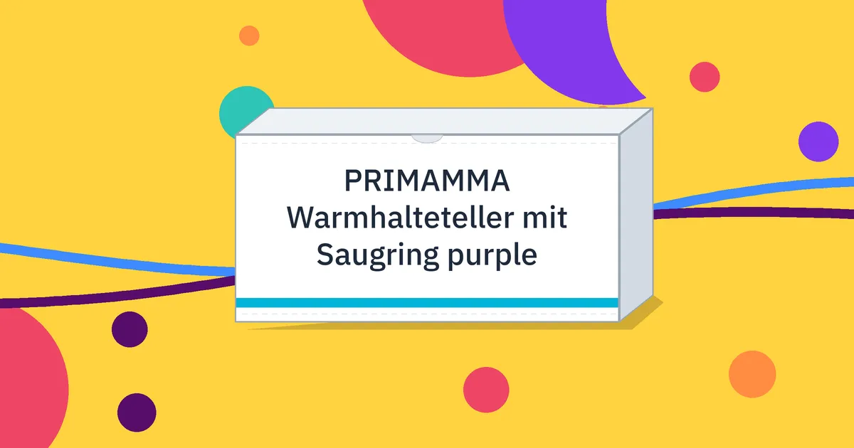 Symbolbild: Packung mit der Aufschrift PRIMAMMA Warmhalteteller mit Saugring purple (PZN 12665466) – Verfügbarkeit und Bezug in Apotheken in Frankfurt am Main