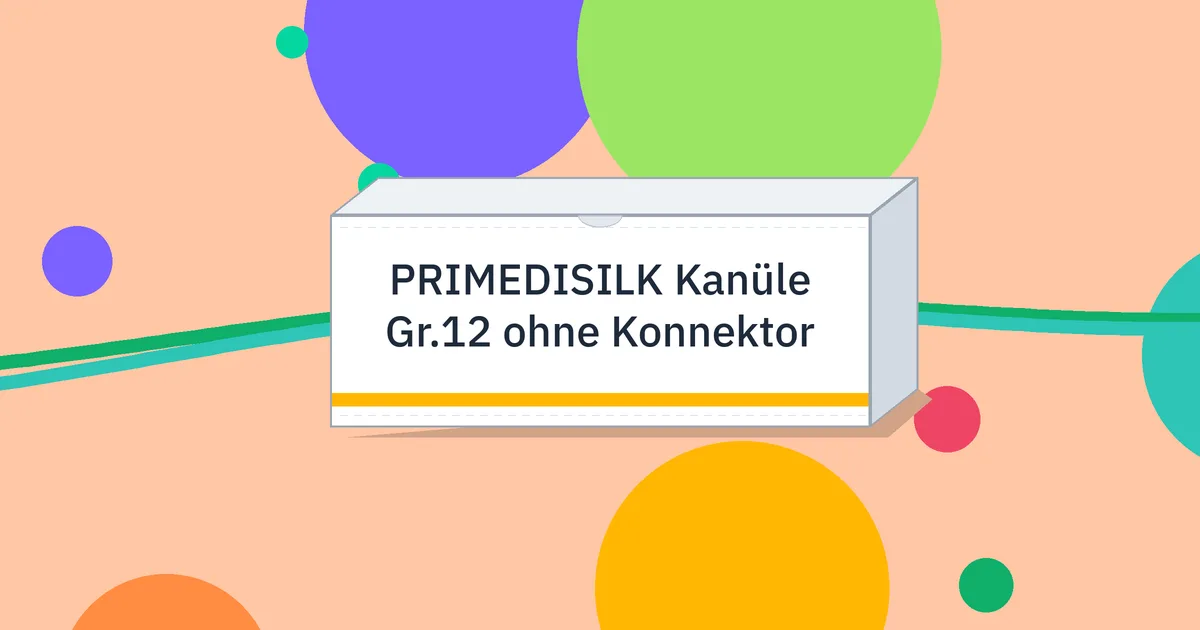 Symbolbild: Packung mit der Aufschrift PRIMEDISILK Kanüle Gr.12 ohne Konnektor (PZN 10355715) – Verfügbarkeit und Bezug in Apotheken in Frankfurt am Main