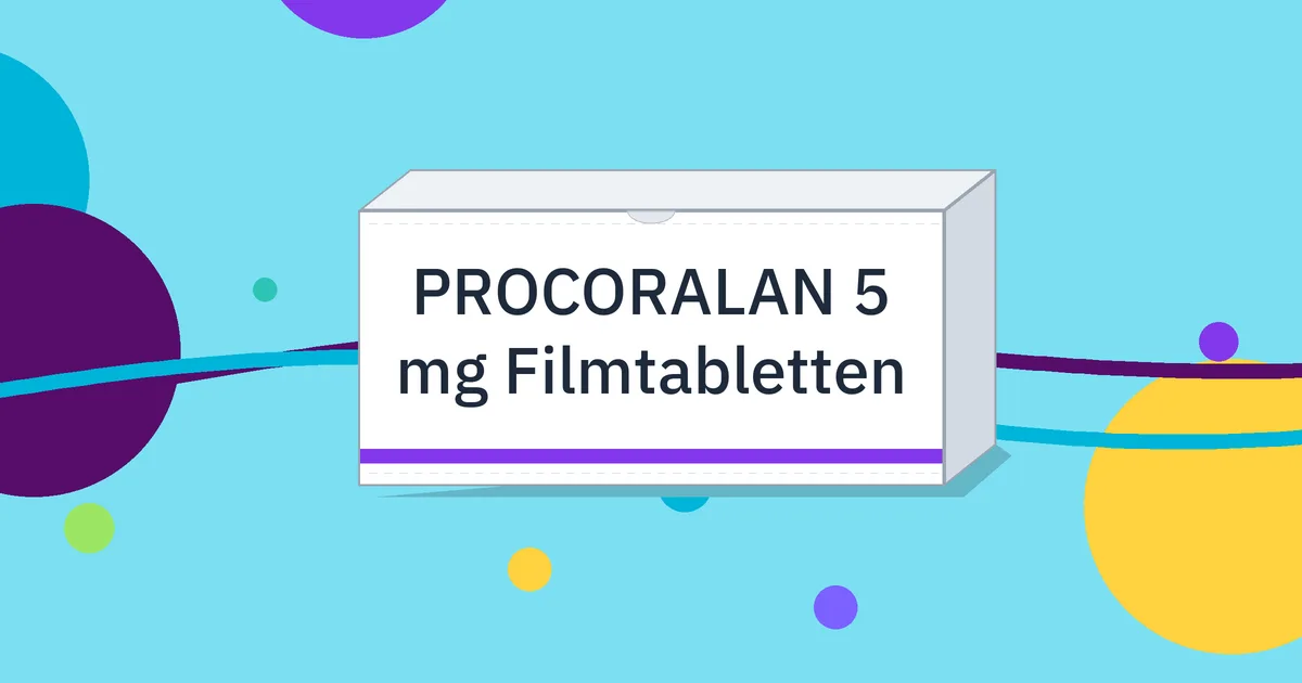Symbolbild: Packung mit der Aufschrift PROCORALAN 5 mg Filmtabletten (PZN 12381295) – Verfügbarkeit und Bezug in Apotheken in Frankfurt am Main