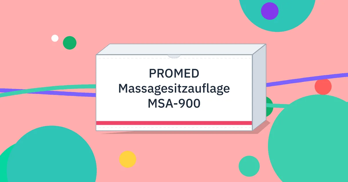 Symbolbild: Packung mit der Aufschrift PROMED Massagesitzauflage MSA-900 (PZN 13164677) – Verfügbarkeit und Bezug in Apotheken in Frankfurt am Main