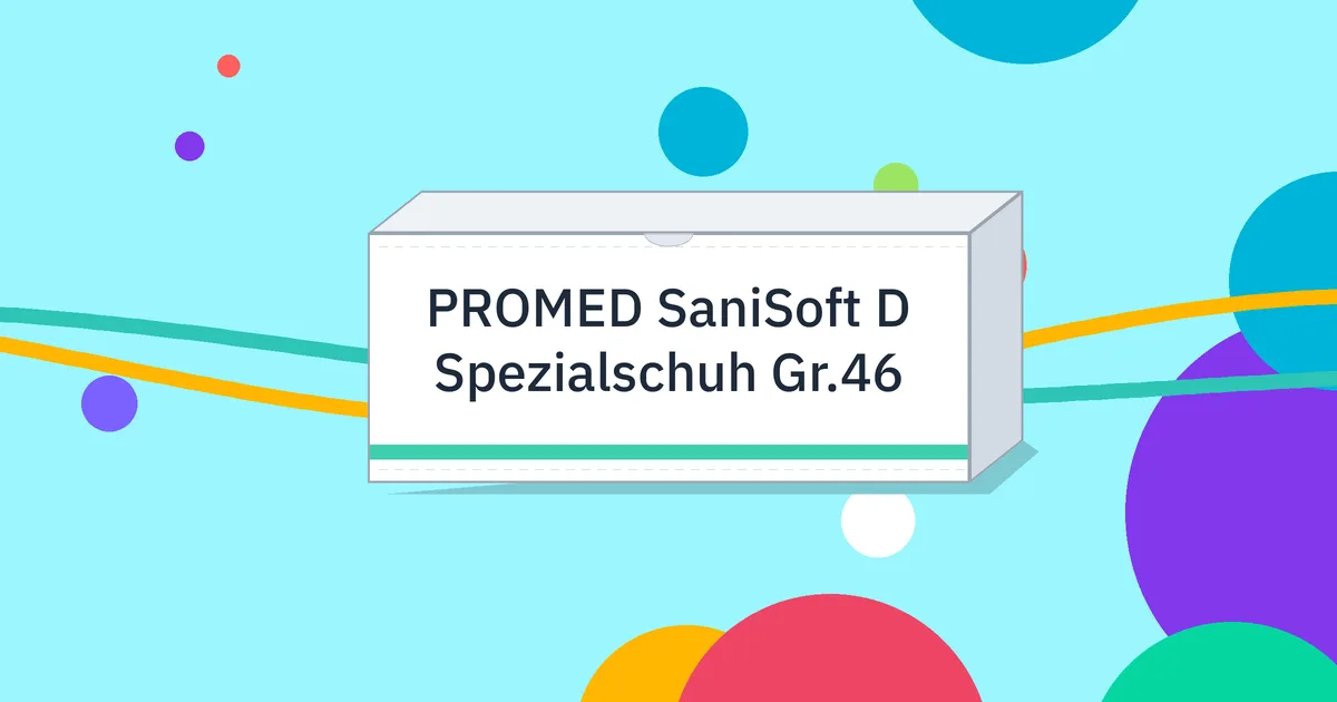 Symbolbild: Packung mit der Aufschrift PROMED SaniSoft D Spezialschuh Gr.46 (PZN 05482251) – Verfügbarkeit und Bezug in Apotheken in Frankfurt am Main