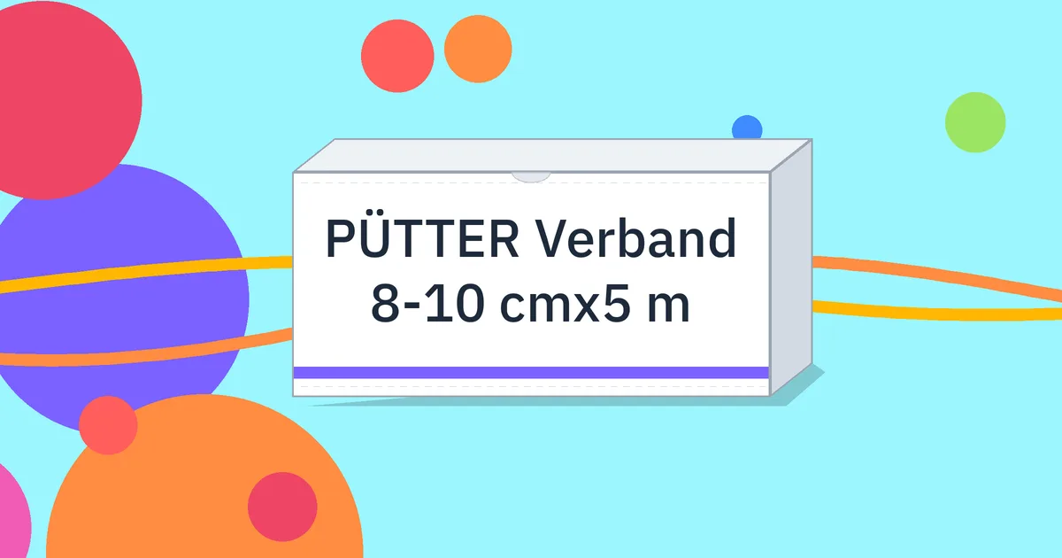 Symbolbild: Packung mit der Aufschrift PÜTTER Verband 8-10 cmx5 m (PZN 18170435) – Verfügbarkeit und Bezug in Apotheken in Frankfurt am Main
