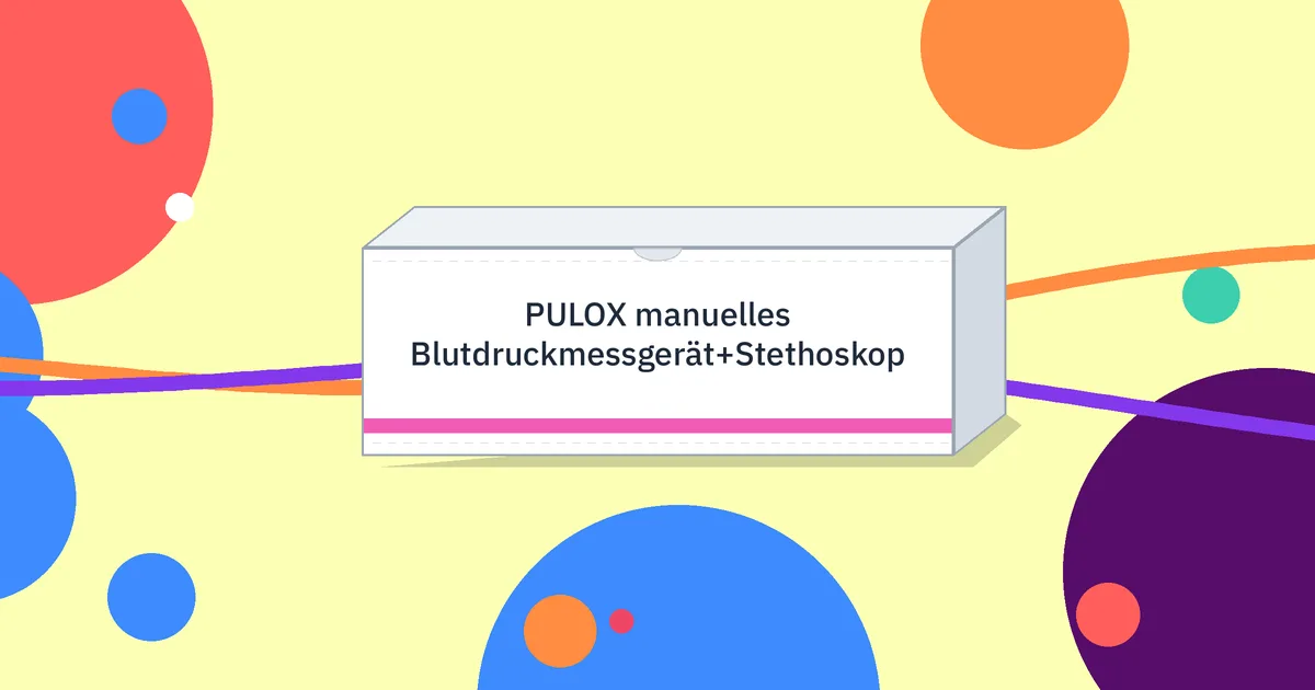 Symbolbild: Packung mit der Aufschrift PULOX manuelles Blutdruckmessgerät+Stethoskop (PZN 20305724) – Verfügbarkeit und Bezug in Apotheken in Frankfurt am Main