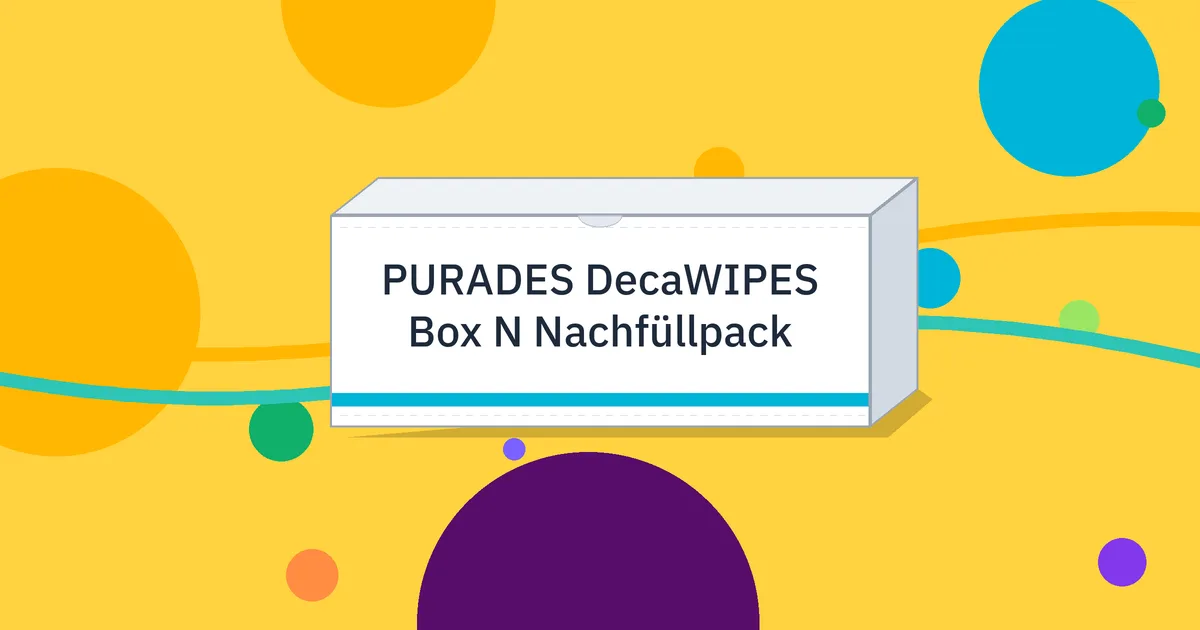 Symbolbild: Packung mit der Aufschrift PURADES DecaWIPES Box N Nachfüllpack (PZN 14285549) – Verfügbarkeit und Bezug in Apotheken in Frankfurt am Main