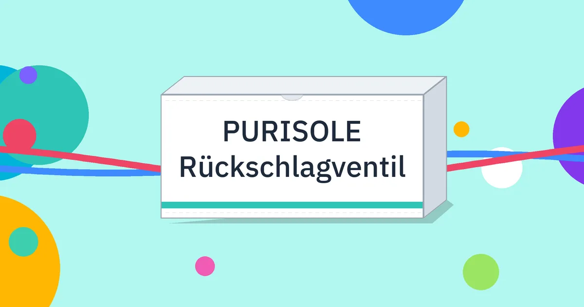 Symbolbild: Packung mit der Aufschrift PURISOLE Rückschlagventil (PZN 04541879) – Verfügbarkeit und Bezug in Apotheken in Frankfurt am Main
