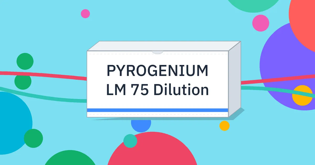 Symbolbild: Packung mit der Aufschrift PYROGENIUM LM 75 Dilution (PZN 13045257) – Verfügbarkeit und Bezug in Apotheken in Frankfurt am Main