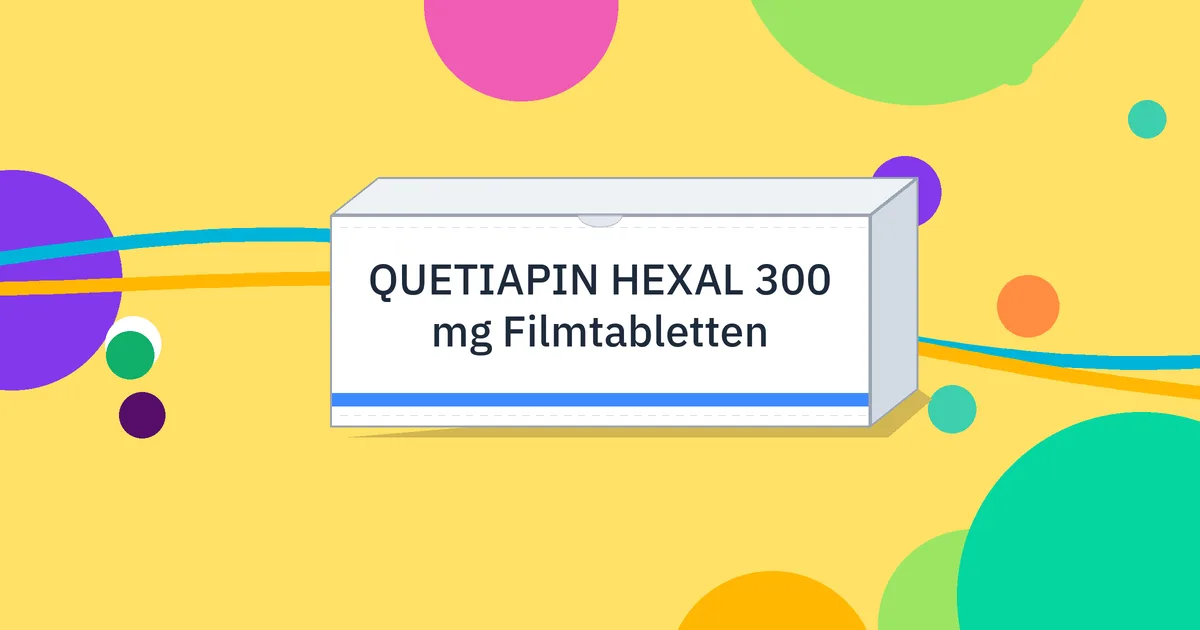 Symbolbild: Packung mit der Aufschrift QUETIAPIN HEXAL 300 mg Filmtabletten (PZN 09339289) – Verfügbarkeit und Bezug in Apotheken in Frankfurt am Main
