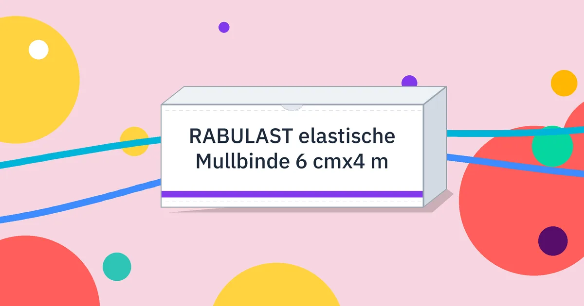 Symbolbild: Packung mit der Aufschrift RABULAST elastische Mullbinde 6 cmx4 m (PZN 14382790) – Verfügbarkeit und Bezug in Apotheken in Frankfurt am Main