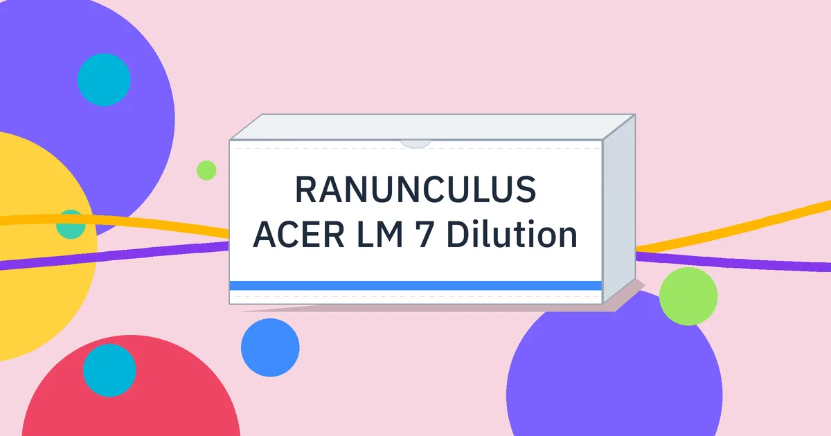 Symbolbild: Packung mit der Aufschrift RANUNCULUS ACER LM 7 Dilution (PZN 13675432) – Verfügbarkeit und Bezug in Apotheken in Frankfurt am Main