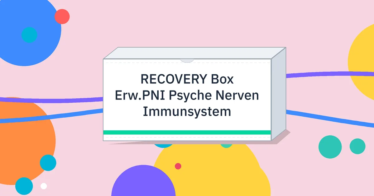 Symbolbild: Packung mit der Aufschrift RECOVERY Box Erw.PNI Psyche Nerven Immunsystem (PZN 19074521) – Verfügbarkeit und Bezug in Apotheken in Frankfurt am Main