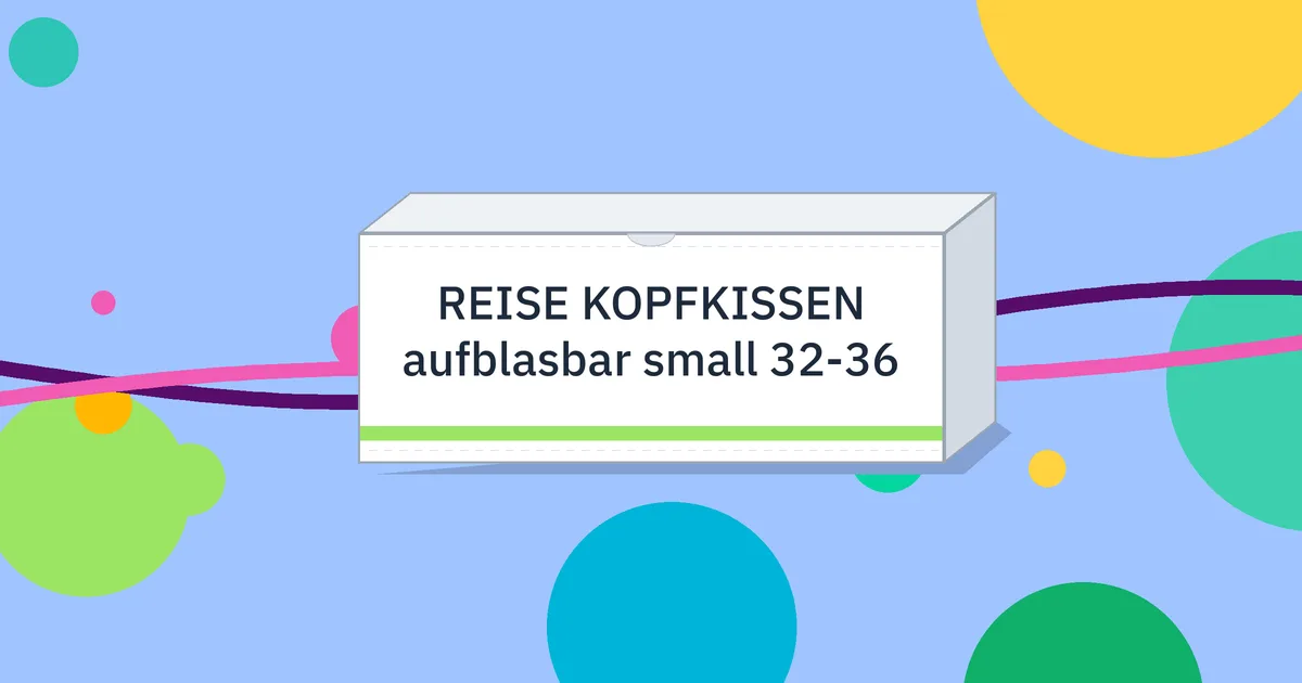 Symbolbild: Packung mit der Aufschrift REISE KOPFKISSEN aufblasbar small 32-36 (PZN 00633030) – Verfügbarkeit und Bezug in Apotheken in Frankfurt am Main