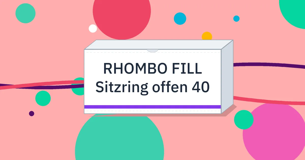 Symbolbild: Packung mit der Aufschrift RHOMBO FILL Sitzring offen 40 (PZN 03947332) – Verfügbarkeit und Bezug in Apotheken in Frankfurt am Main