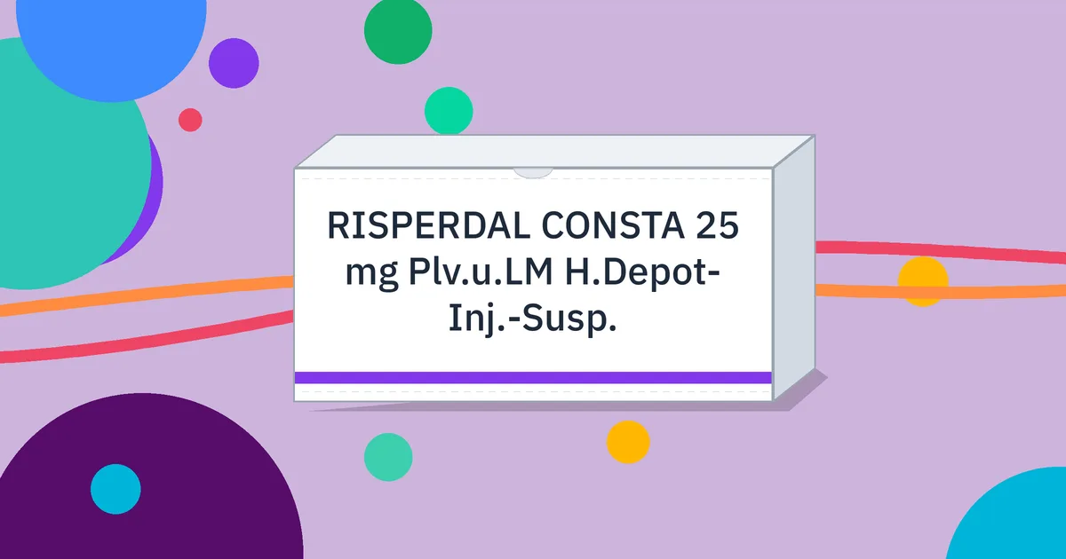 Symbolbild: Packung mit der Aufschrift RISPERDAL CONSTA 25 mg Plv.u.LM H.Depot-Inj.-Susp. (PZN 16680391) – Verfügbarkeit und Bezug in Apotheken in Frankfurt am Main