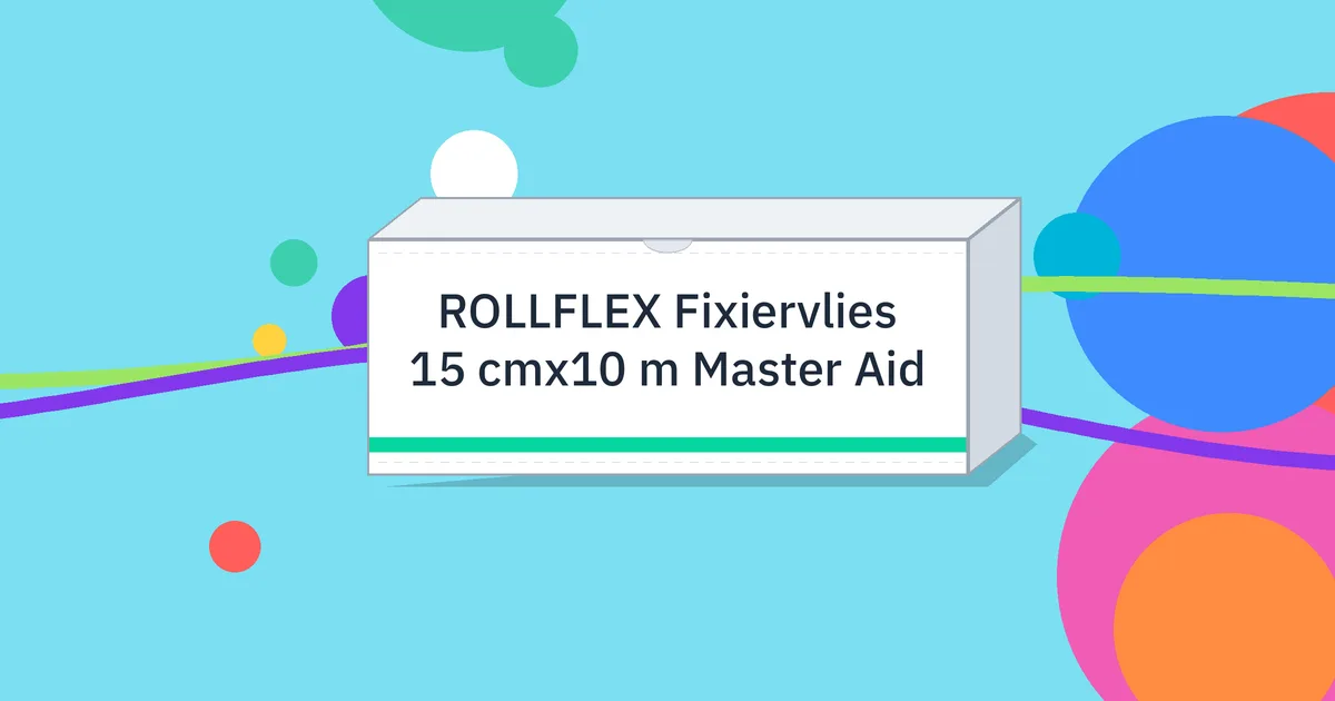 Symbolbild: Packung mit der Aufschrift ROLLFLEX Fixiervlies 15 cmx10 m Master Aid (PZN 20128765) – Verfügbarkeit und Bezug in Apotheken in Frankfurt am Main