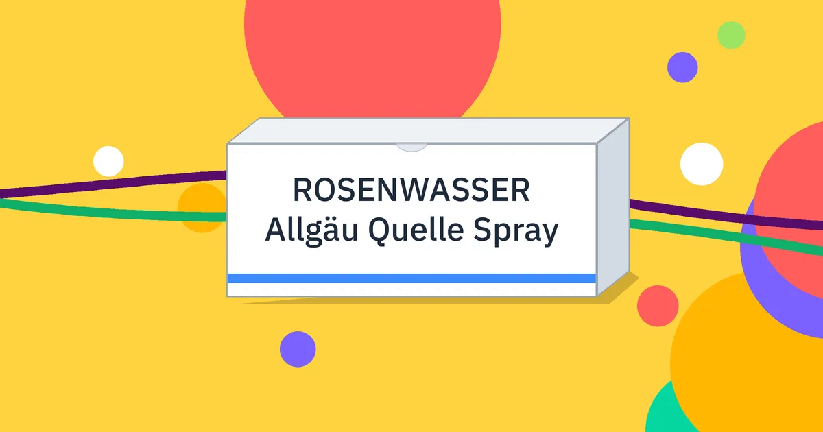 Symbolbild: Packung mit der Aufschrift ROSENWASSER Allgäu Quelle Spray (PZN 18201101) – Verfügbarkeit und Bezug in Apotheken in Frankfurt am Main