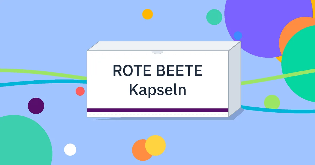 Symbolbild: Packung mit der Aufschrift ROTE BEETE Kapseln (PZN 19731373) – Verfügbarkeit und Bezug in Apotheken in Frankfurt am Main