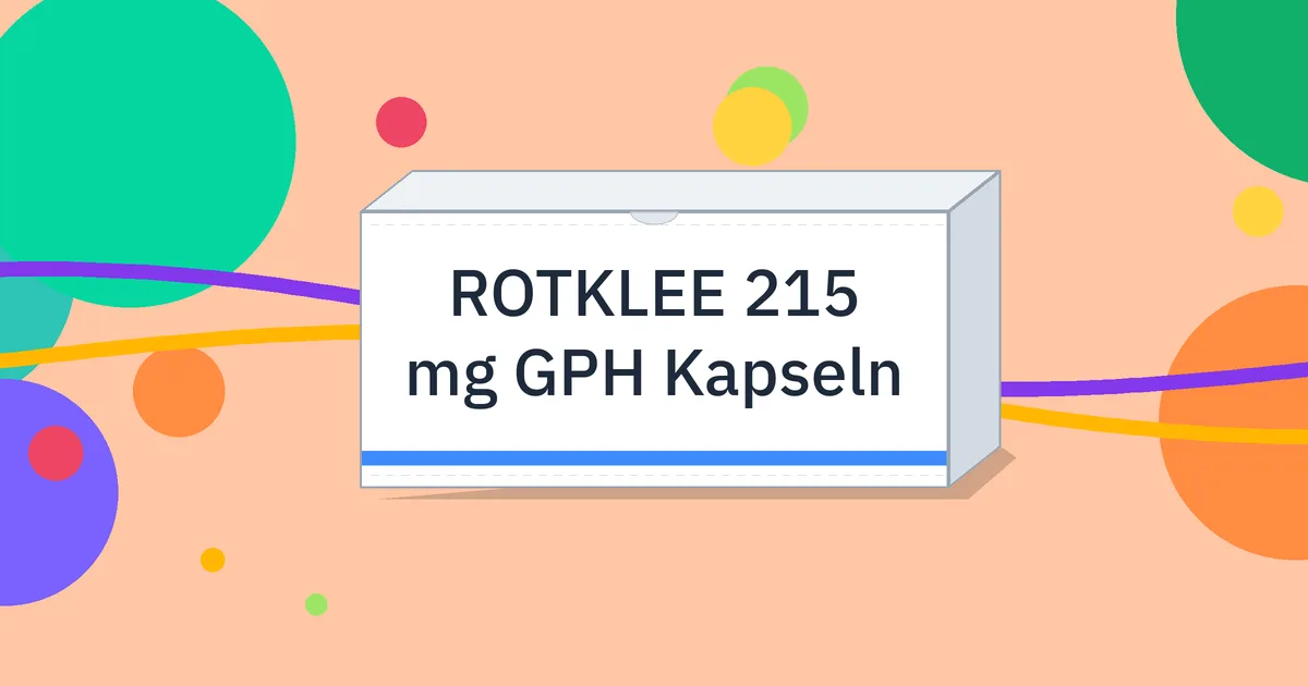 Symbolbild: Packung mit der Aufschrift ROTKLEE 215 mg GPH Kapseln (PZN 18174462) – Verfügbarkeit und Bezug in Apotheken in Frankfurt am Main
