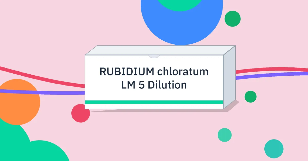 Symbolbild: Packung mit der Aufschrift RUBIDIUM chloratum LM 5 Dilution (PZN 13171743) – Verfügbarkeit und Bezug in Apotheken in Frankfurt am Main