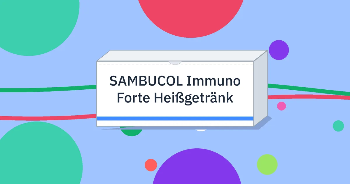 Symbolbild: Packung mit der Aufschrift SAMBUCOL Immuno Forte Heißgetränk (PZN 10071188) – Verfügbarkeit und Bezug in Apotheken in Frankfurt am Main