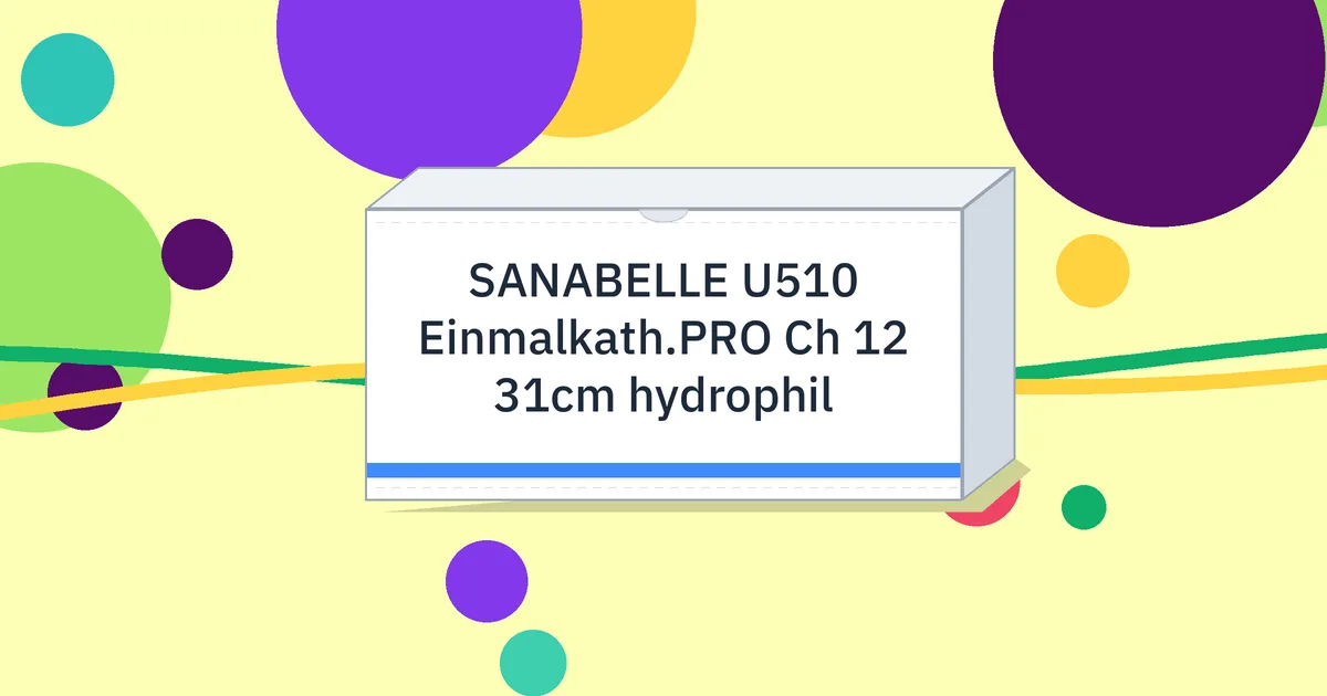 Symbolbild: Packung mit der Aufschrift SANABELLE U510 Einmalkath.PRO Ch 12 31cm hydrophil (PZN 13723510) – Verfügbarkeit und Bezug in Apotheken in Frankfurt am Main