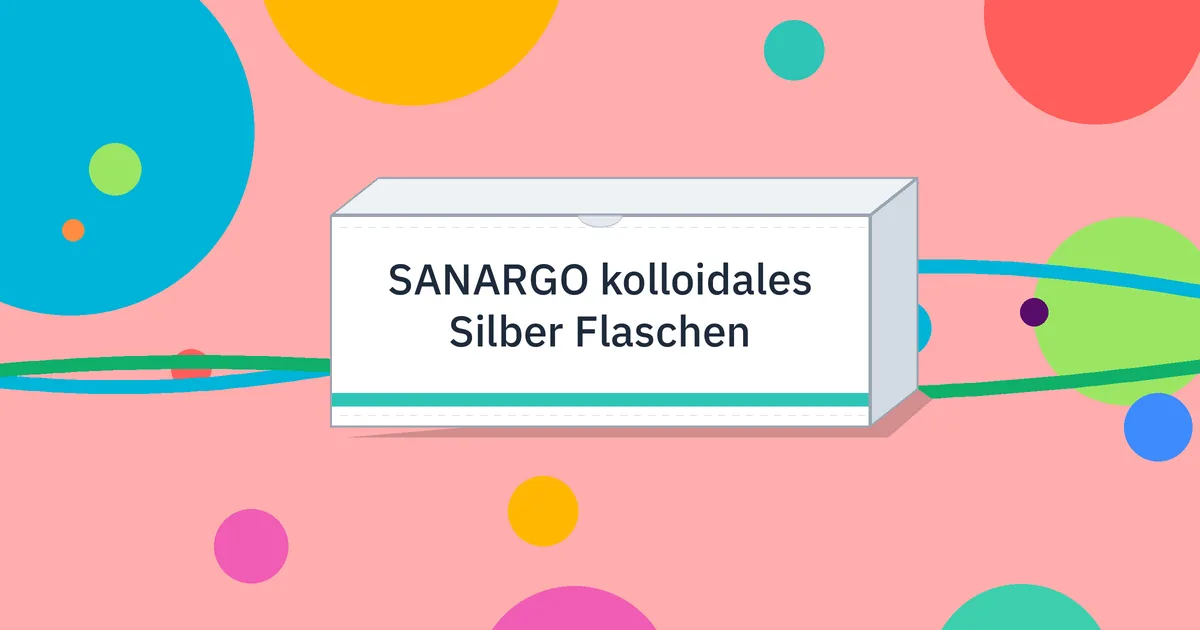 Symbolbild: Packung mit der Aufschrift SANARGO kolloidales Silber Flaschen (PZN 10186684) – Verfügbarkeit und Bezug in Apotheken in Frankfurt am Main