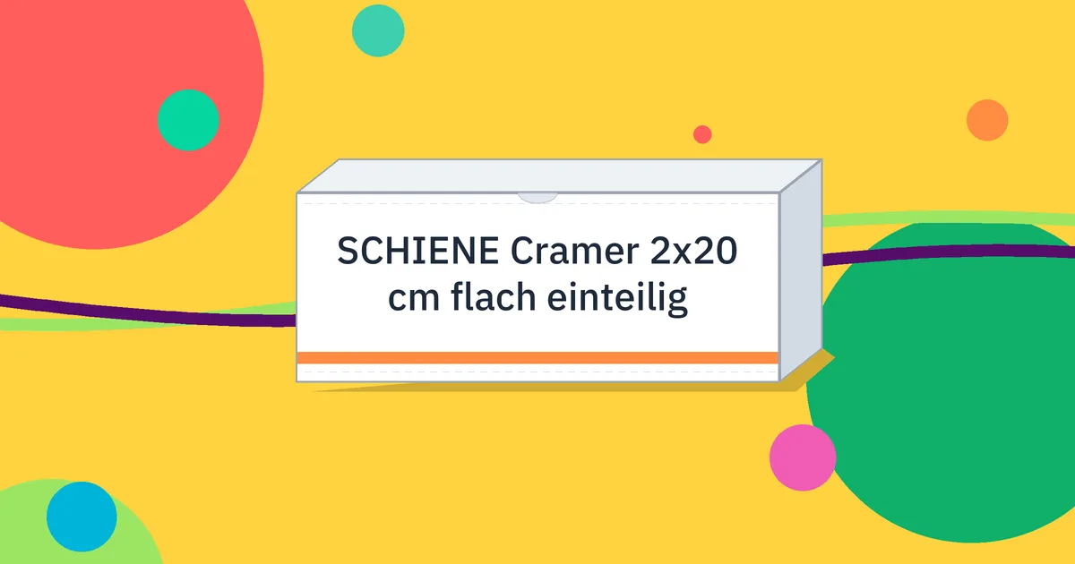Symbolbild: Packung mit der Aufschrift SCHIENE Cramer 2x20 cm flach einteilig (PZN 01735991) – Verfügbarkeit und Bezug in Apotheken in Frankfurt am Main