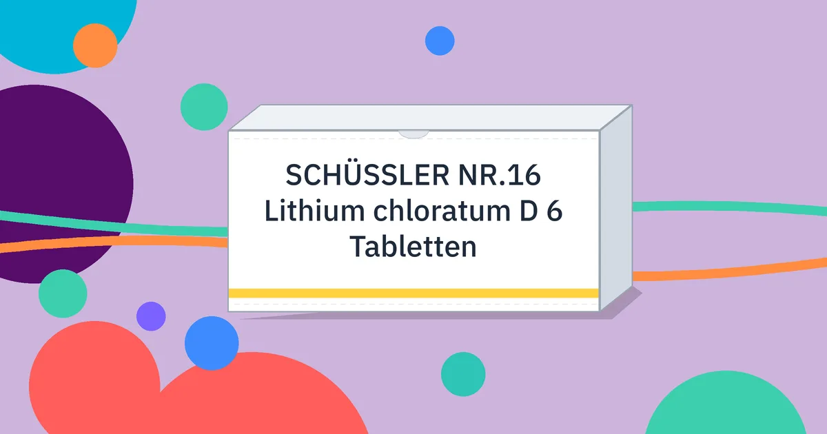 Symbolbild: Packung mit der Aufschrift SCHÜSSLER NR.16 Lithium chloratum D 6 Tabletten (PZN 11031877) – Verfügbarkeit und Bezug in Apotheken in Frankfurt am Main