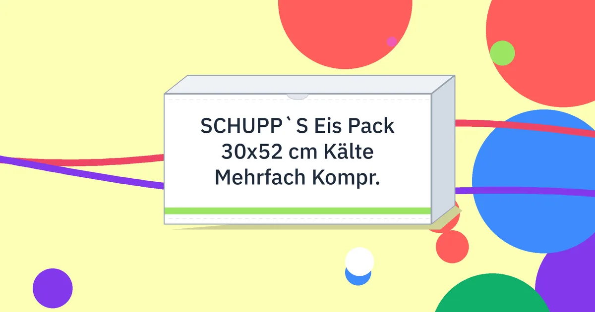 Symbolbild: Packung mit der Aufschrift SCHUPP`S Eis Pack 30x52 cm Kälte Mehrfach Kompr. (PZN 08915006) – Verfügbarkeit und Bezug in Apotheken in Frankfurt am Main