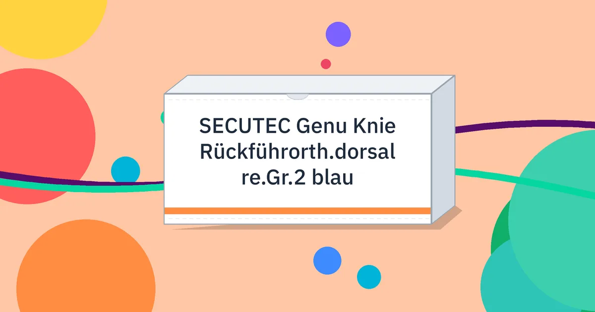 Symbolbild: Packung mit der Aufschrift SECUTEC Genu Knie Rückführorth.dorsal re.Gr.2 blau (PZN 17411210) – Verfügbarkeit und Bezug in Apotheken in Frankfurt am Main
