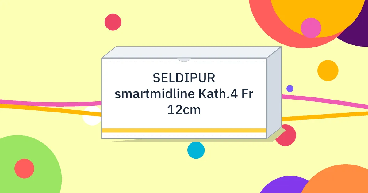 Symbolbild: Packung mit der Aufschrift SELDIPUR smartmidline Kath.4 Fr 12cm (PZN 15263142) – Verfügbarkeit und Bezug in Apotheken in Frankfurt am Main